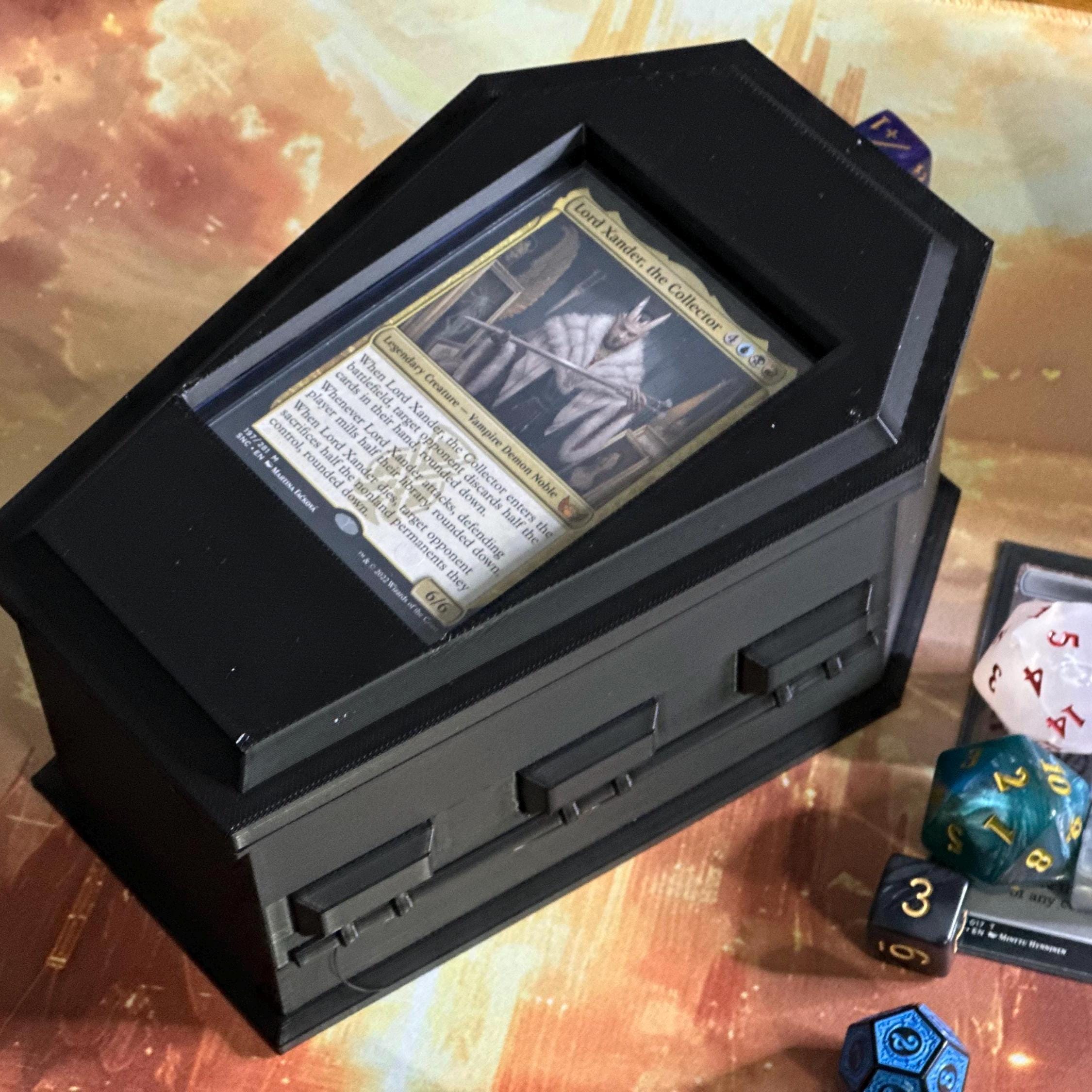 Personalized Gothic Coffin Commander Deck Box - Fits 100+ Double ...