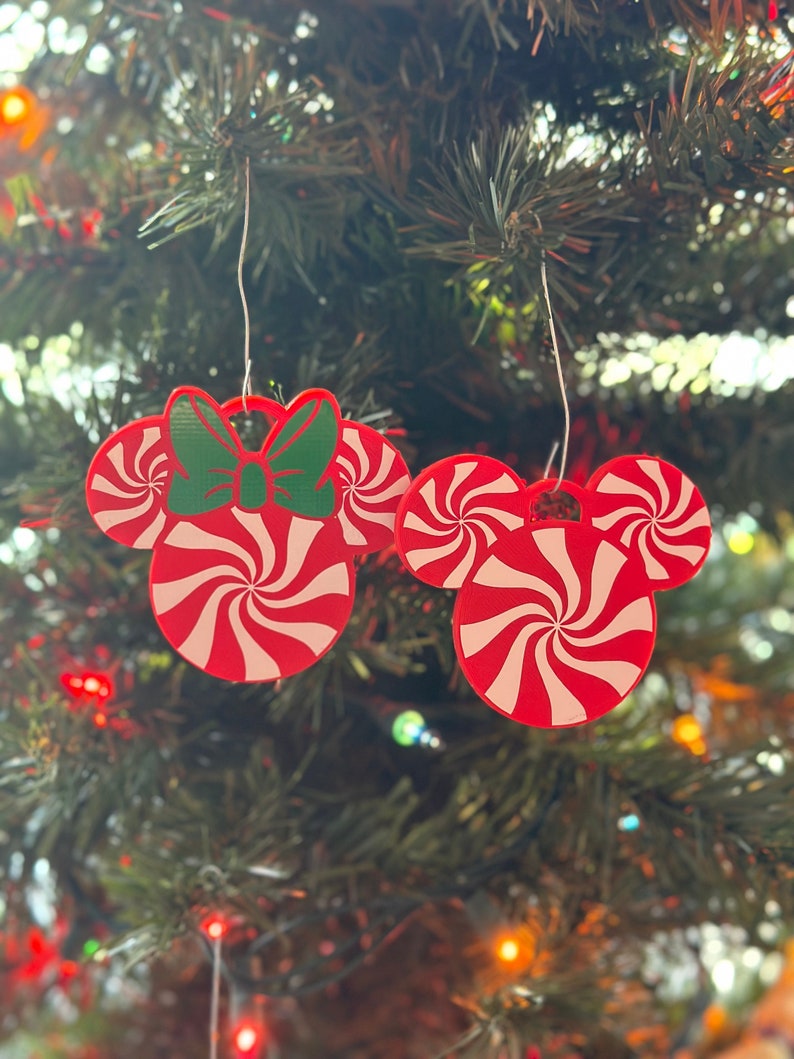 Mickey and Minnie Inspired Peppermint Christmas Ornaments - Etsy Australia