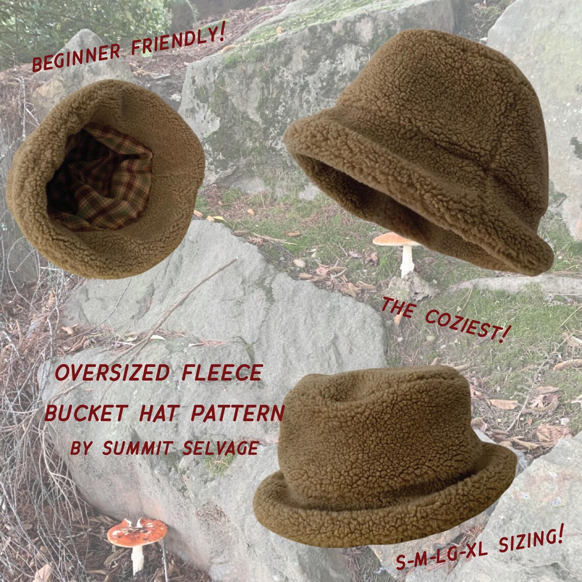Oversized Fleece Bucket Hat Pattern - Etsy