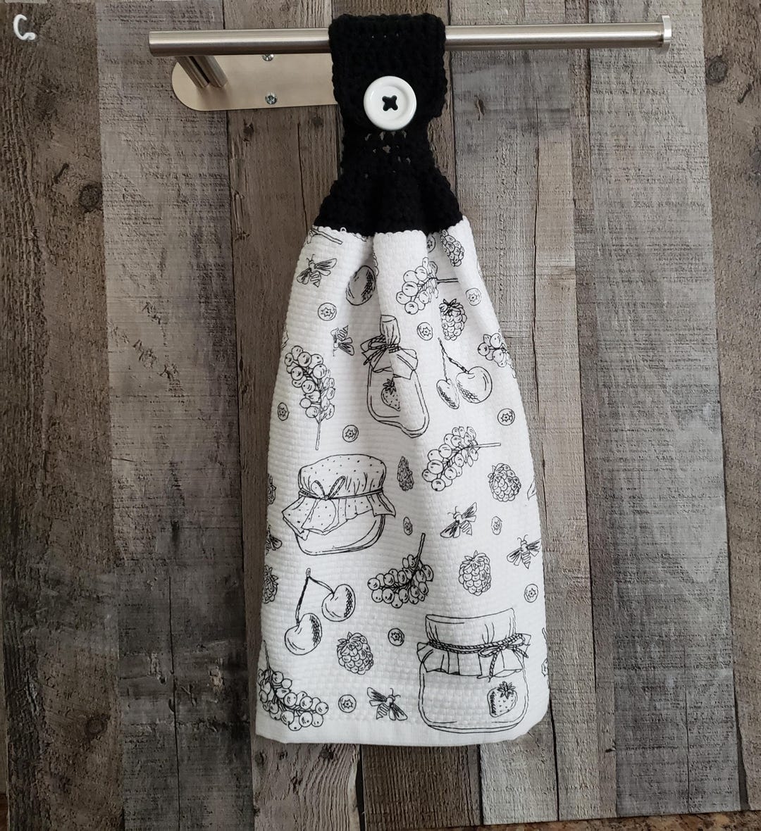 Hanging Kitchen Towels With Crochet Topper and Button Closure,heavy 100 ...