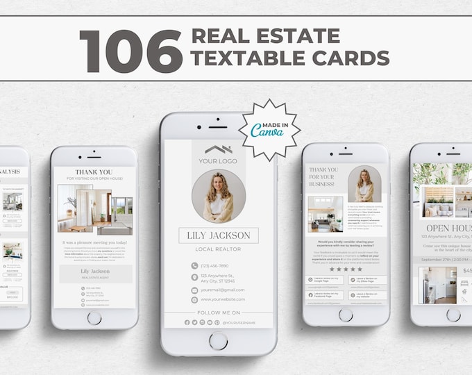 Real Estate Textable Bundle, Textable Real Estate Card Bundle, Real ...