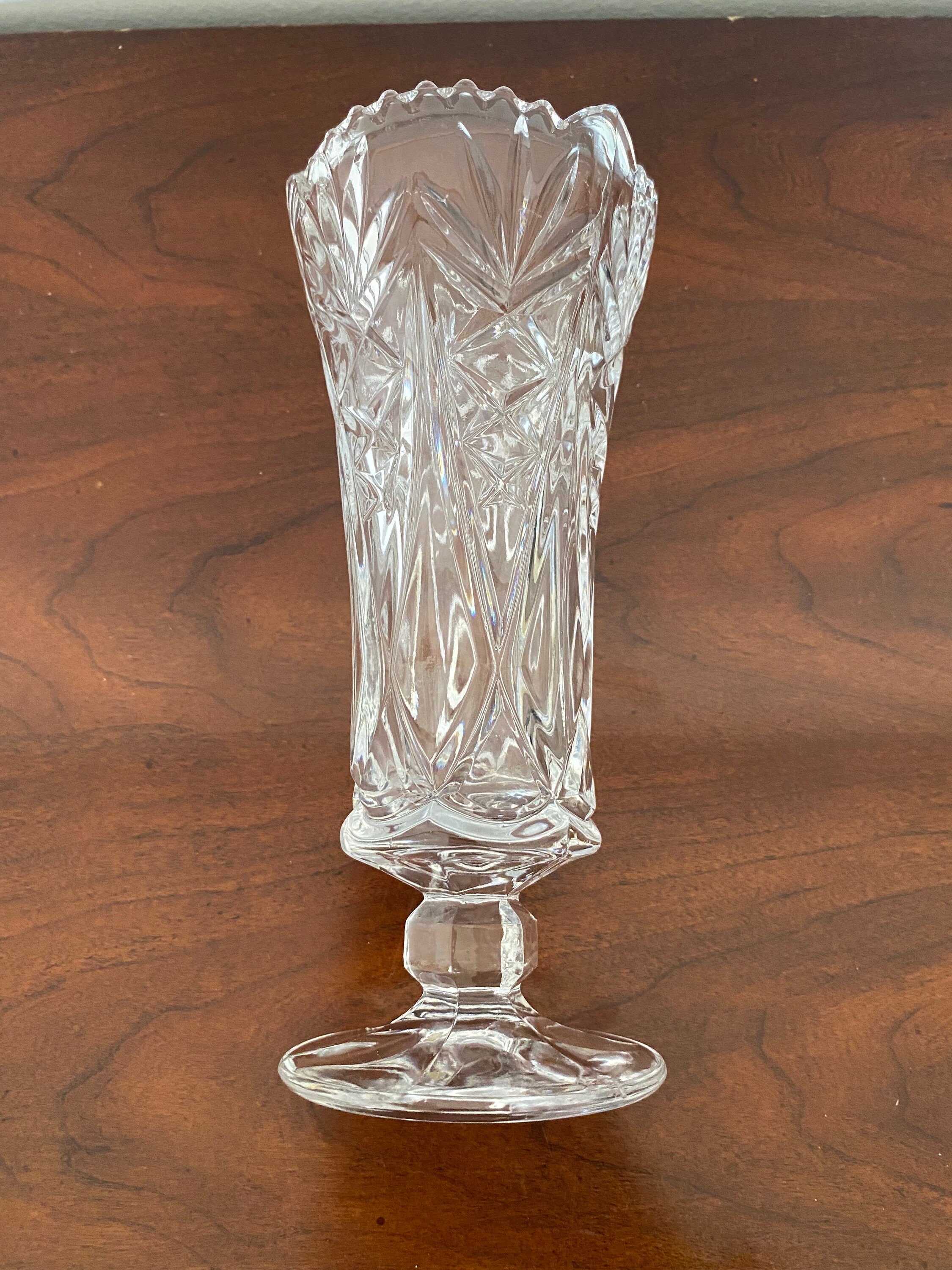Pressed Glass Vase 7 In. Sawtooth Edge - Etsy