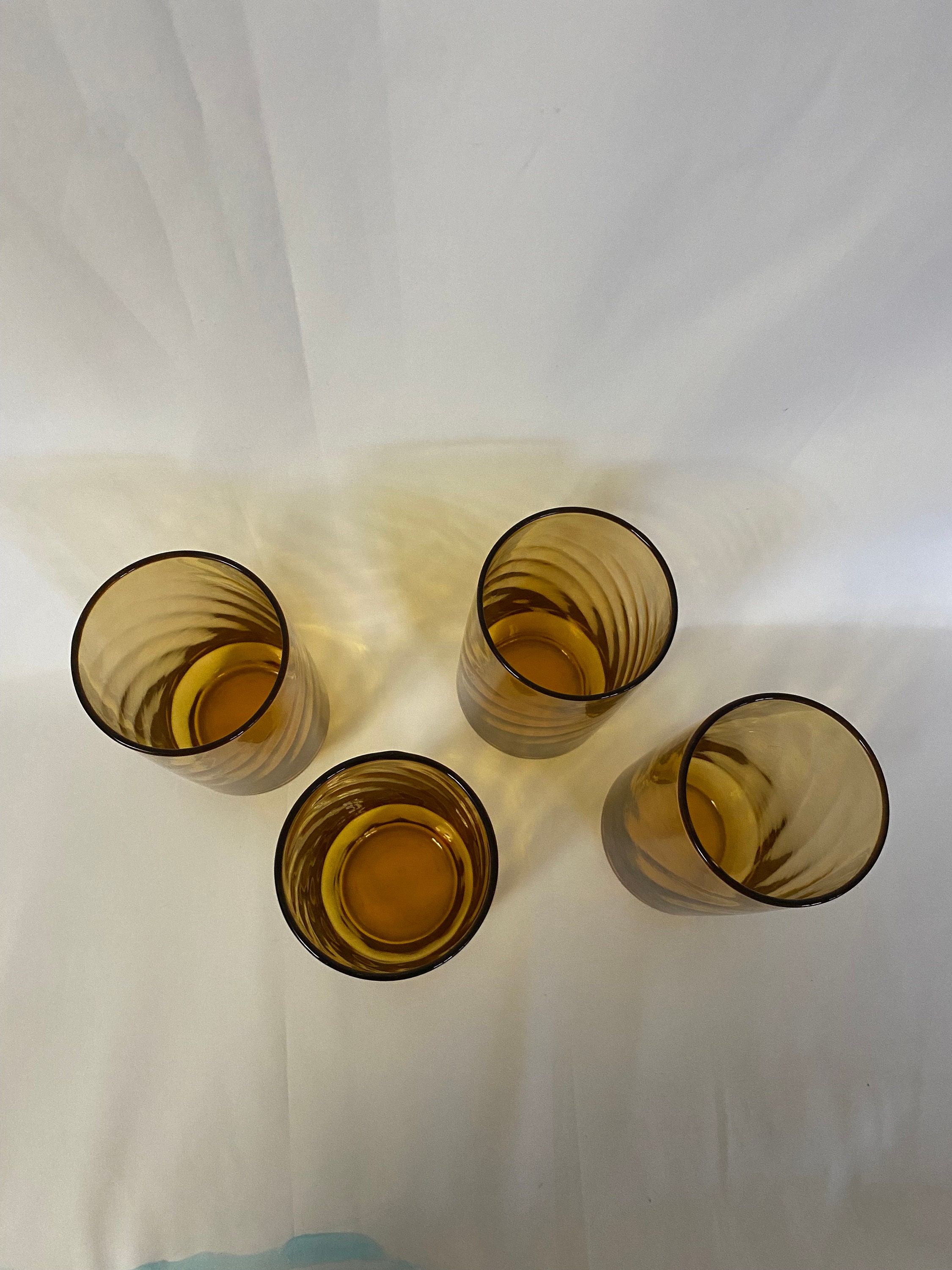 Libbey Optic Swirl Amber Tumblers 6 In - Etsy