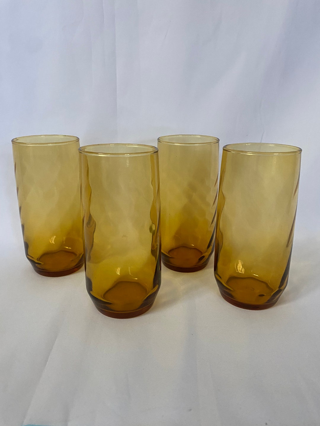 Libbey Optic Swirl Amber Tumblers 6 In - Etsy
