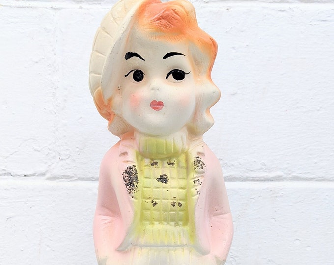 Vintage Carnival Chalkware Girl With Glitter - Etsy