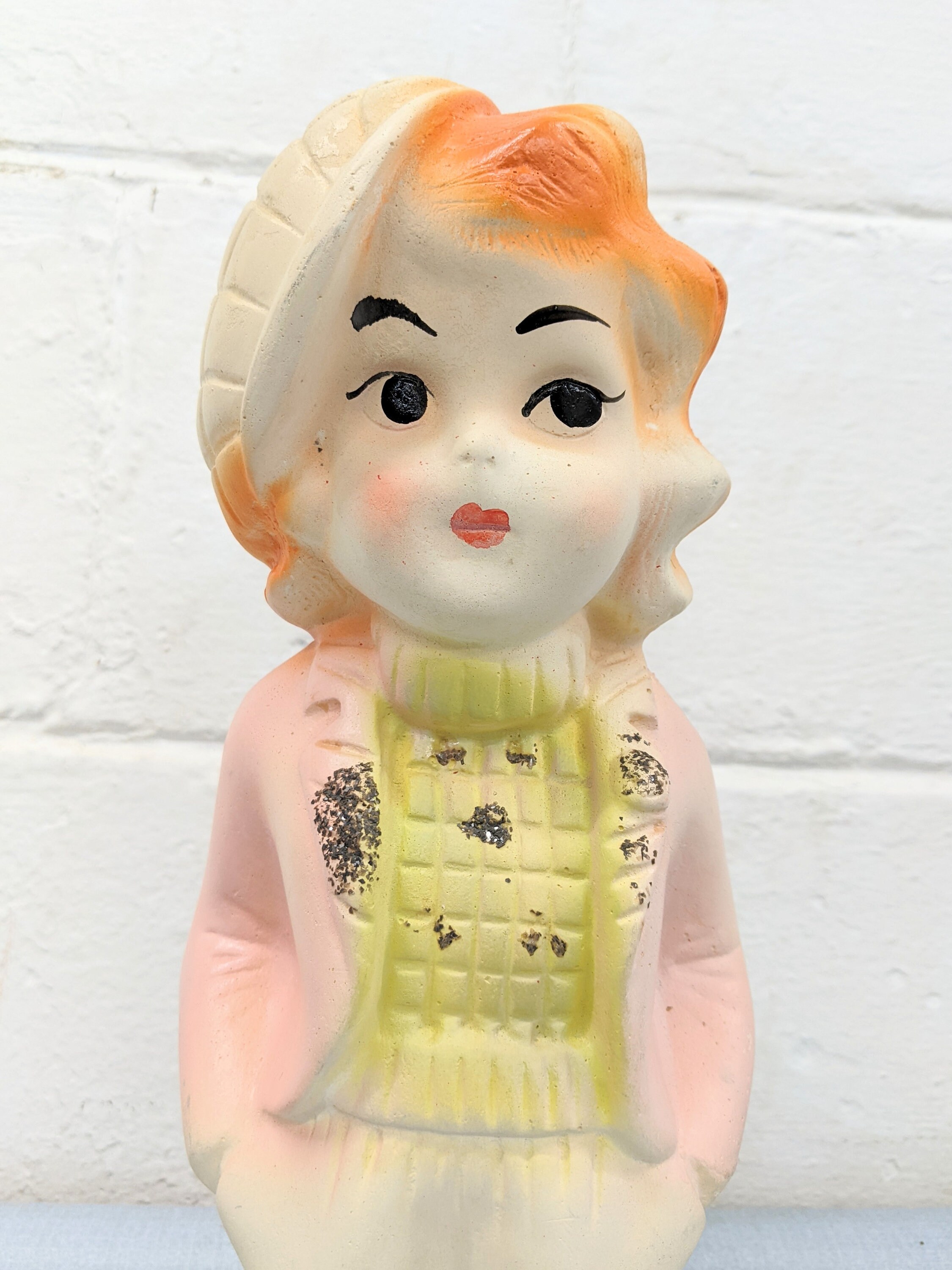 Vintage Carnival Chalkware Girl With Glitter - Etsy