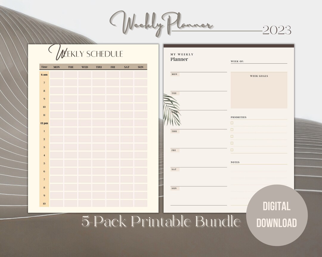 Digital Weekly Printable Planner, Instant Download, Weekly Schedule ...