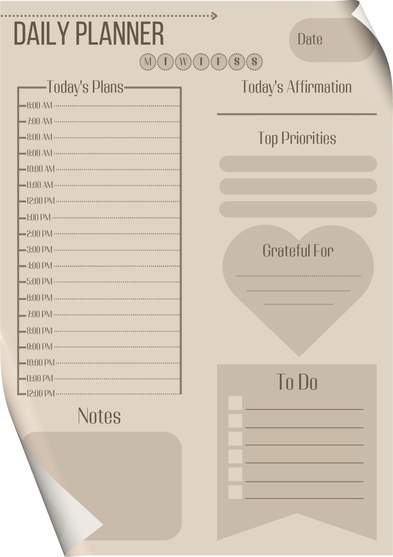 Daily Planner, Basic to Do List, Printable Planner, Instant Download ...
