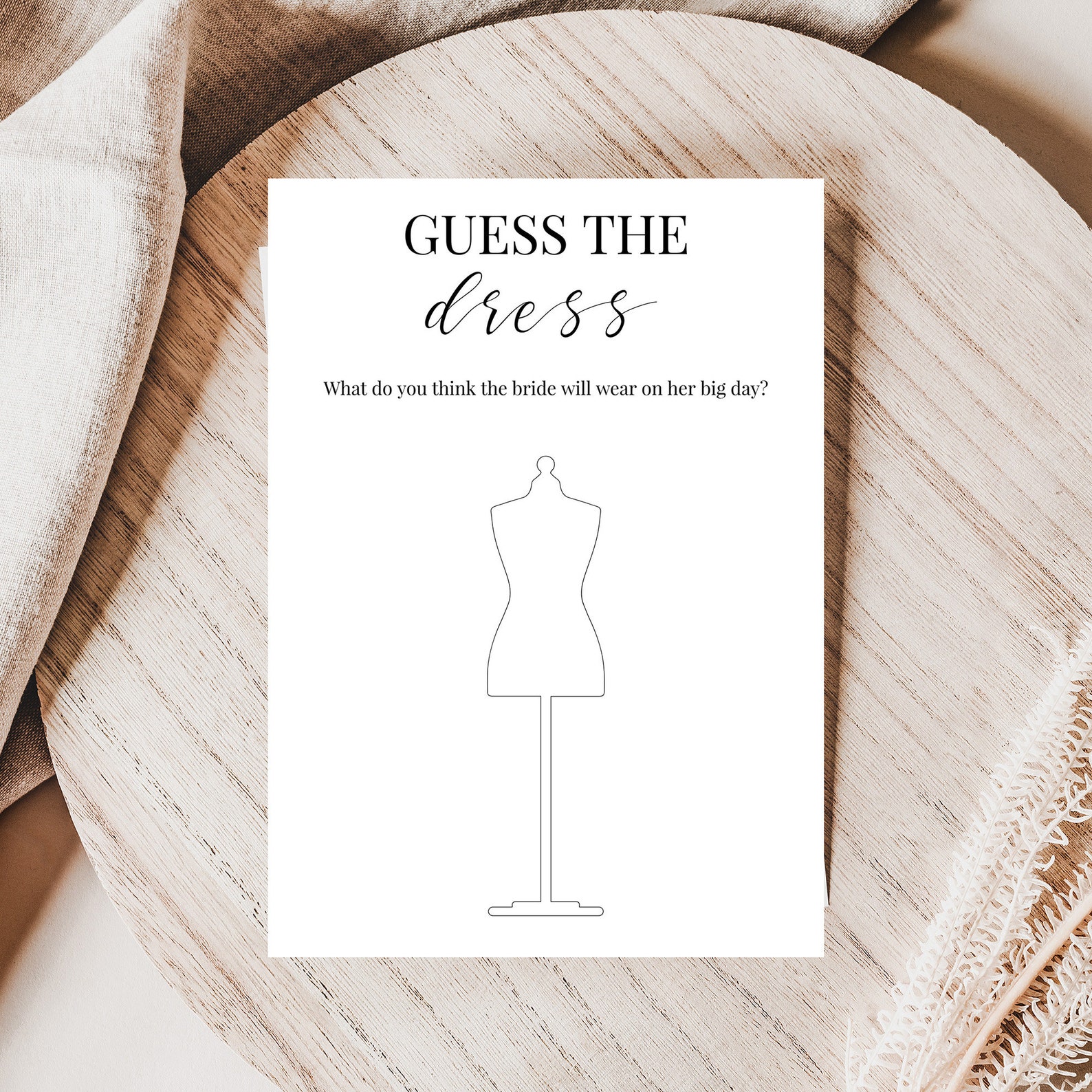 Bridal Shower Game Guess the Dress, Guess the Dress Printable, Modern ...