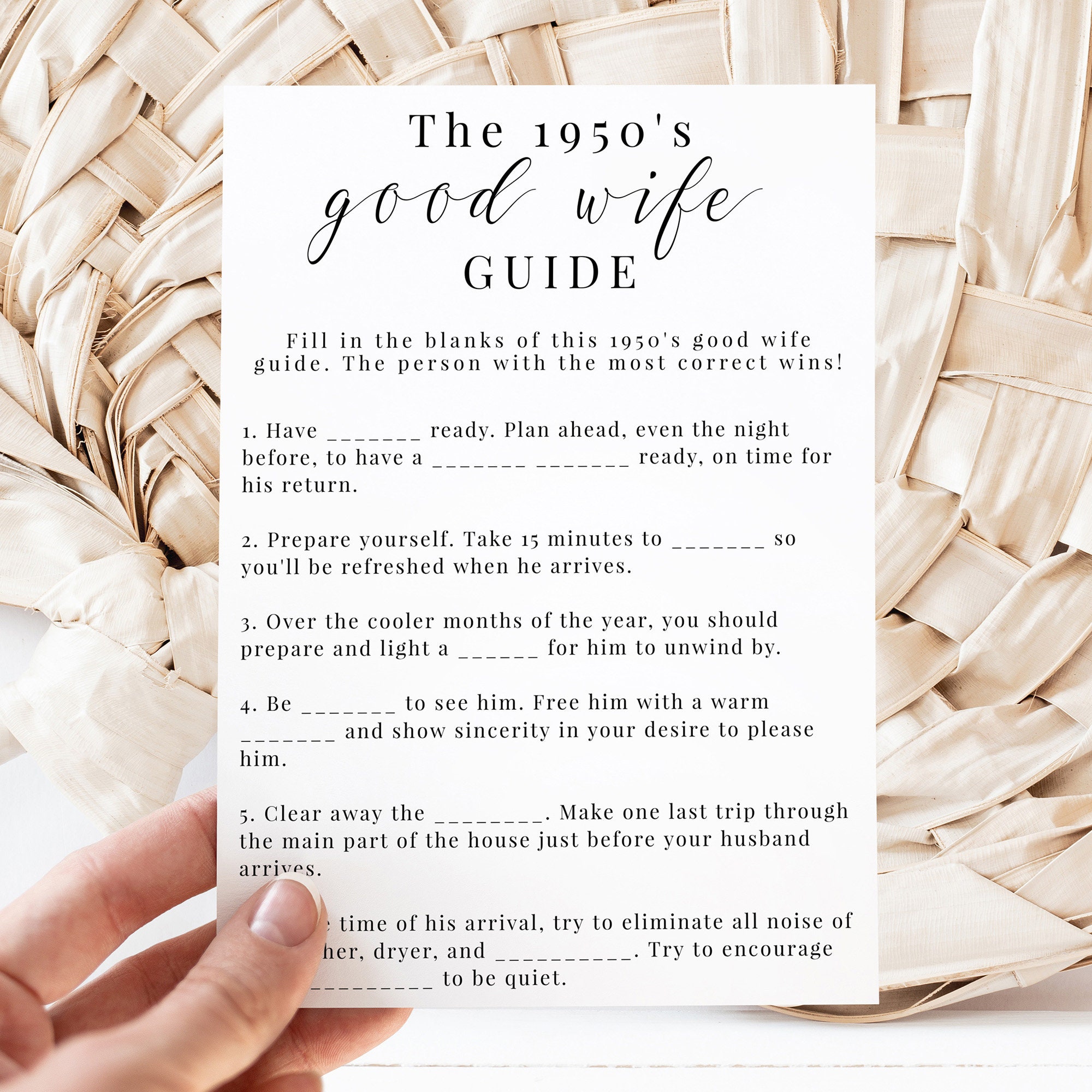 1950s Good Wife Guide, 1950'S Housewife Bridal Shower Game Printables ...