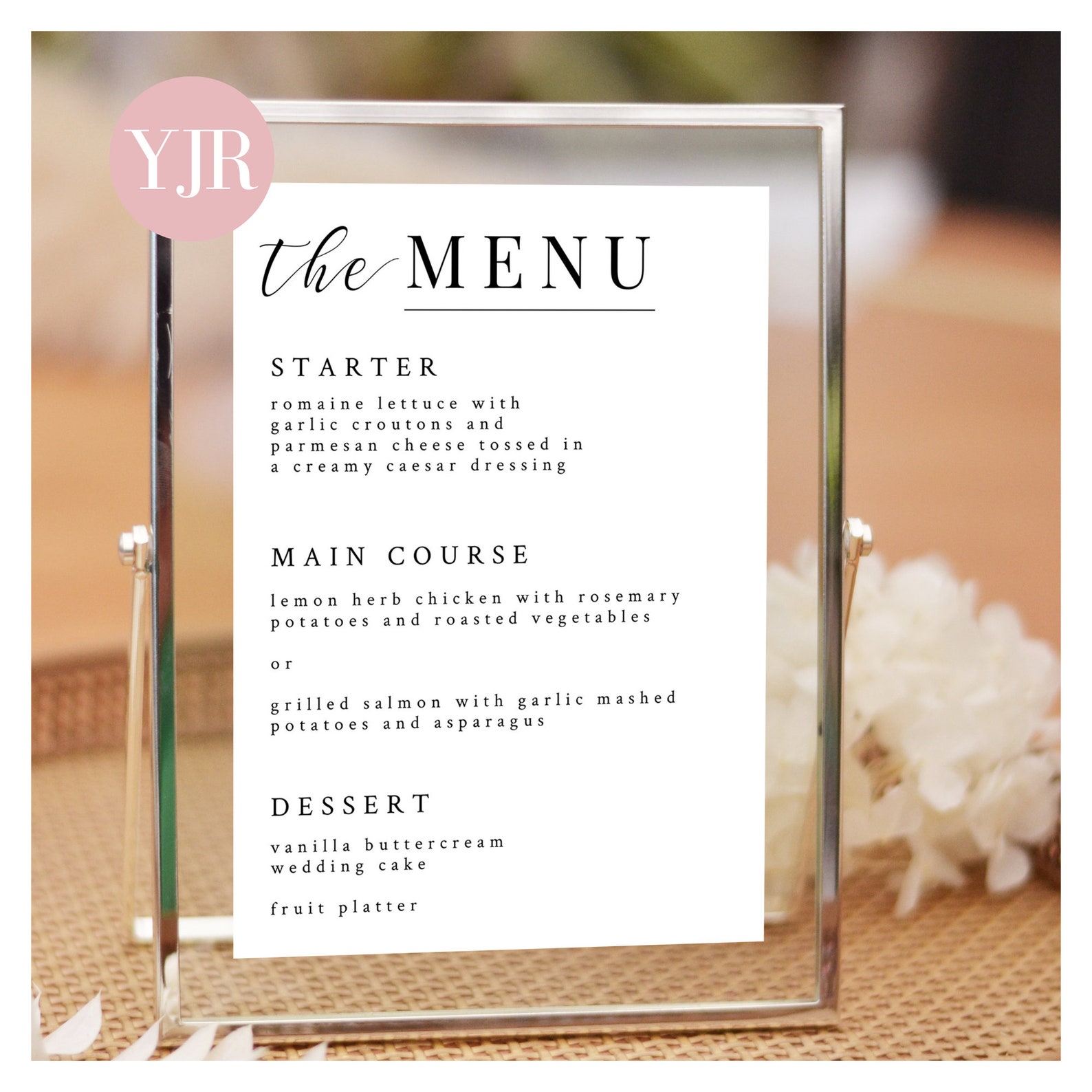 Wedding Food Menu Sign, Reception Dinner Menu Template, Elegant Wedding ...