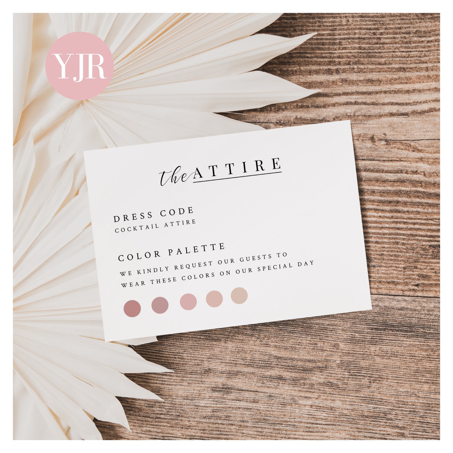 Wedding Attire Card Template Wedding Guest Dress Code Card - Etsy