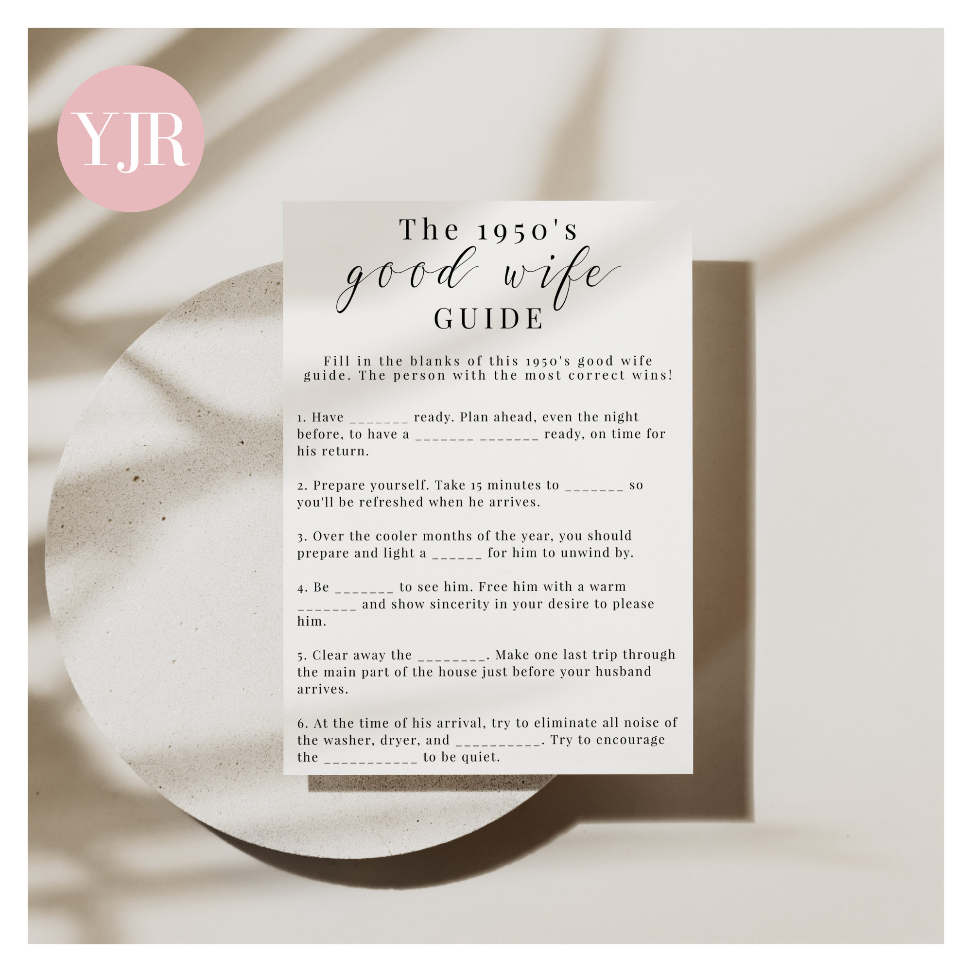 1950s Good Wife Guide, 1950'S Housewife Bridal Shower Game Printables ...