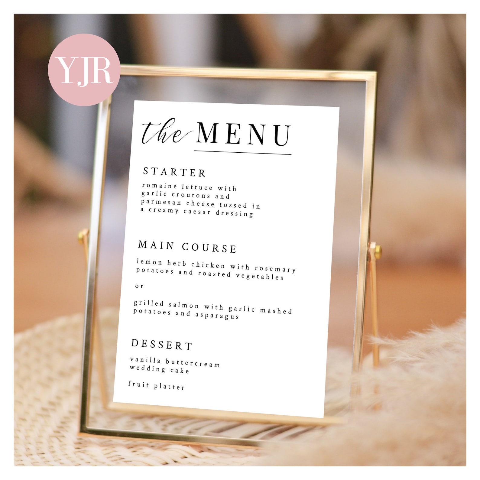 Wedding Food Menu Sign, Reception Dinner Menu Template, Elegant Wedding ...