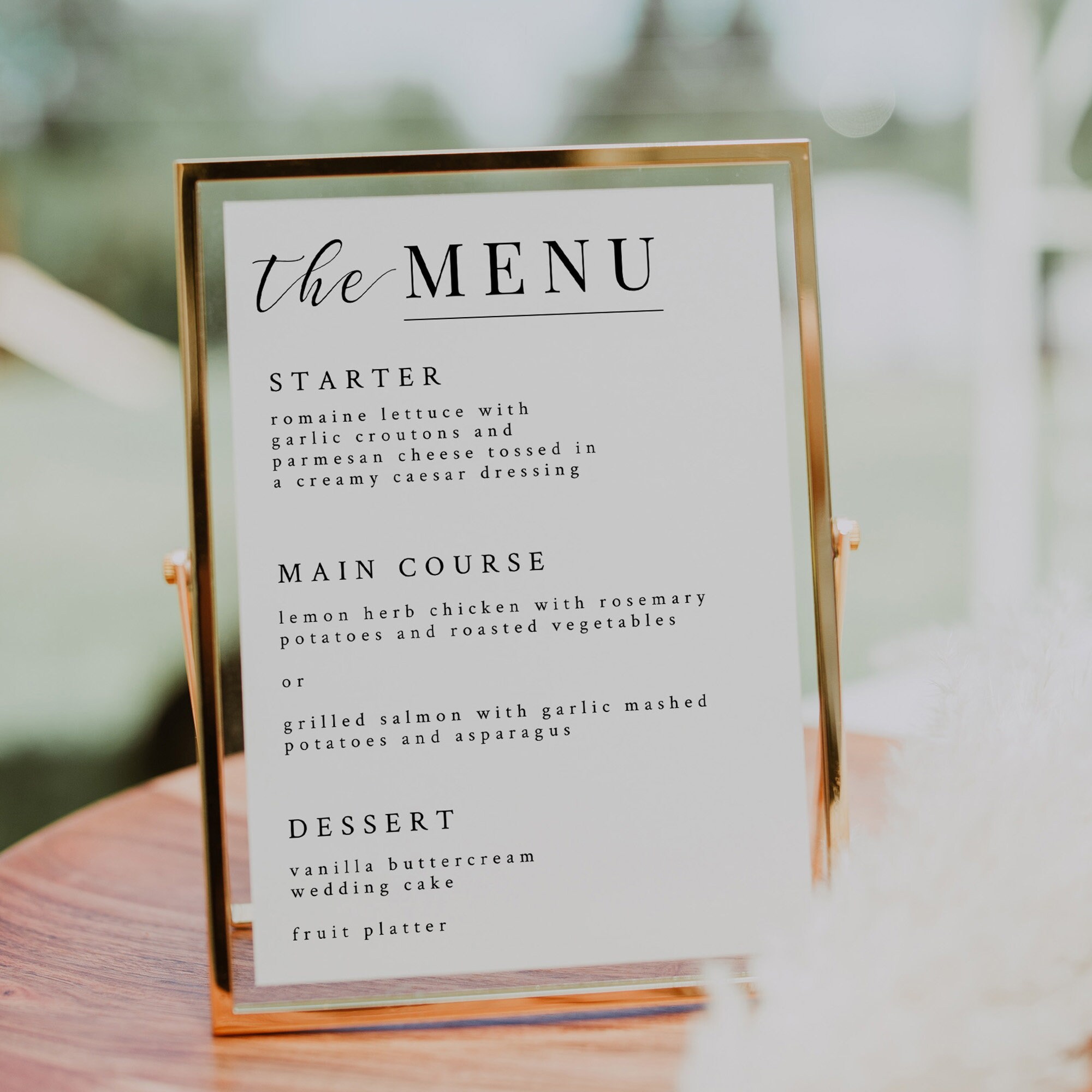 Wedding Food Menu Sign, Reception Dinner Menu Template, Elegant Wedding ...