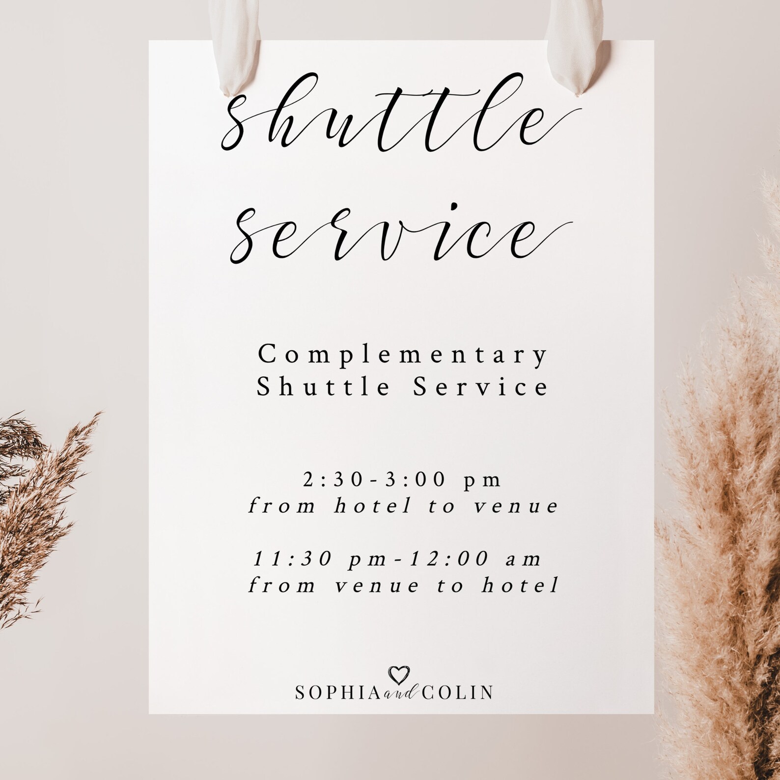 Wedding Shuttle Sign Template, Wedding Transportation Bus Poster ...