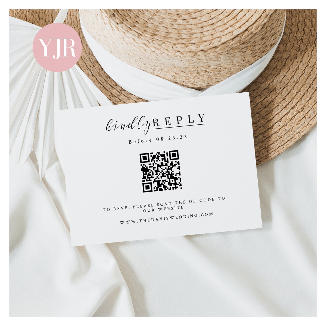 Rsvp With QR Code Download, Minimalist Rsvp Card Template Qr Code ...