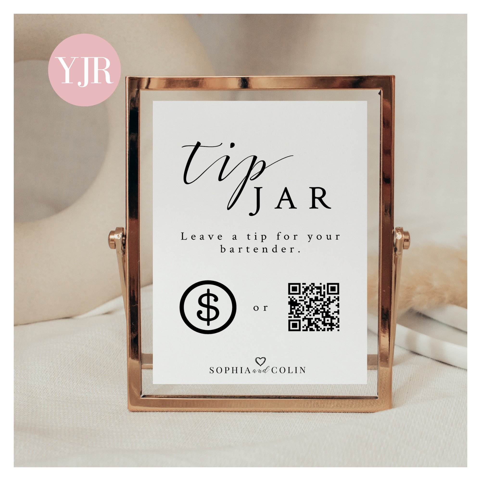 Tip Your Bartender Sign Wedding Bar Tip Virtual Tip Jar Sign - Etsy