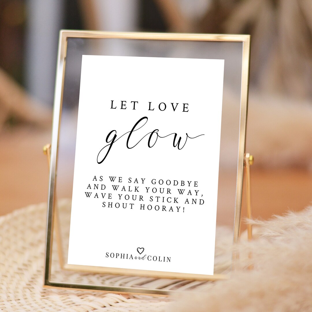 Let Love Glow Sign, Wedding Glow Stick Send off Sign, Minimalist ...