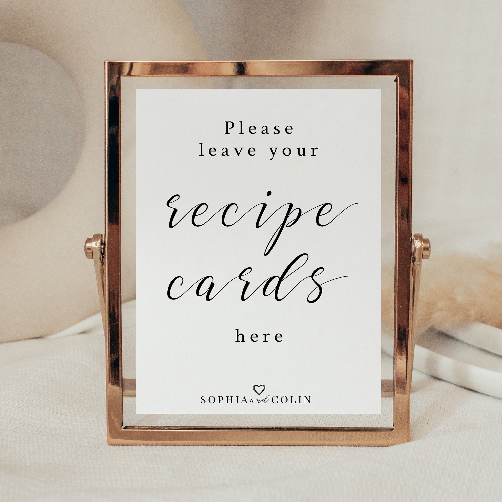 Minimalist Recipe Card Sign Template, Recipe Card Request, Minimalist ...