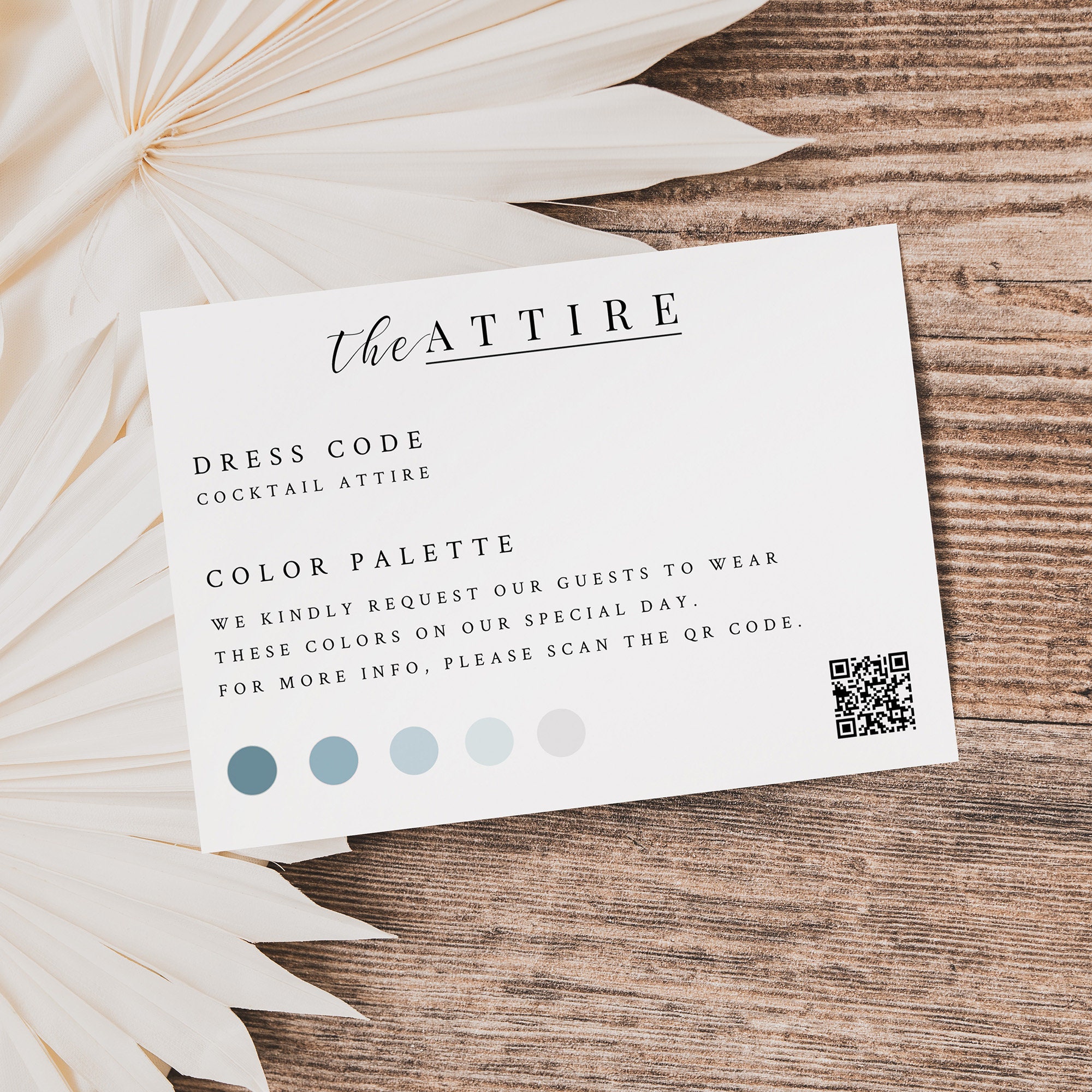 Attire Card for Wedding, Wedding Attire Card Template, Wedding Guest ...