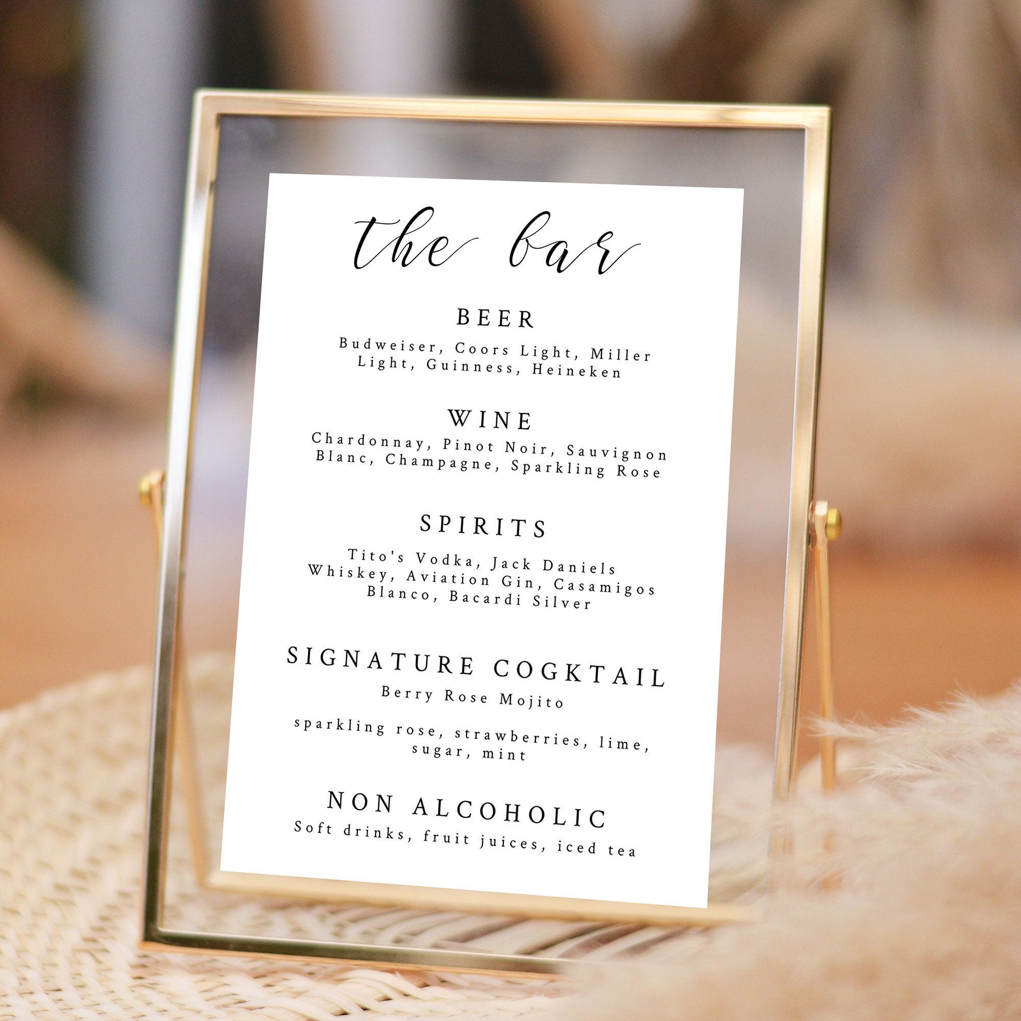 Minimalist Wedding Bar Menu Sign, Bar Menu Template, Wedding Drink Sign ...