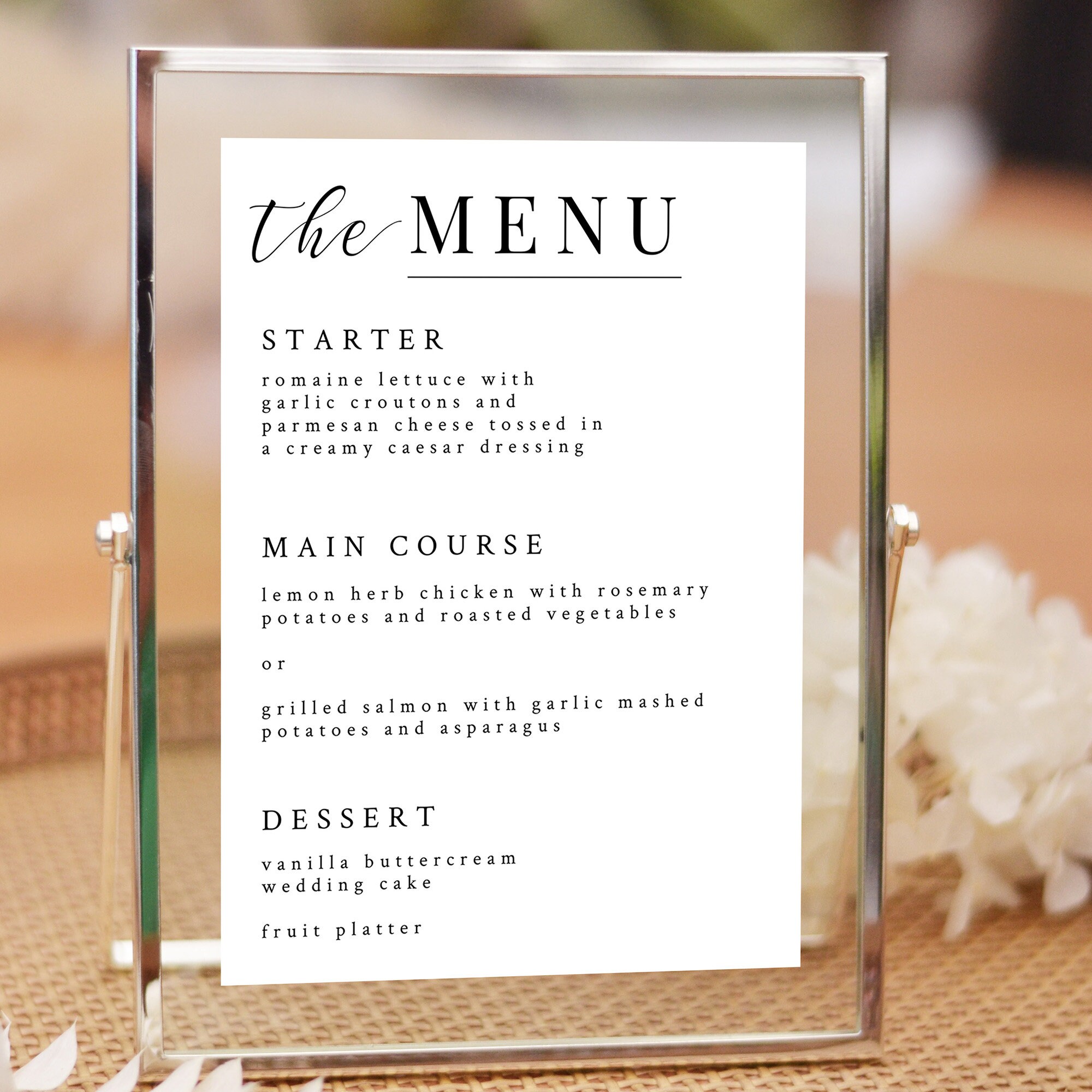 Wedding Food Menu Sign, Reception Dinner Menu Template, Elegant Wedding ...