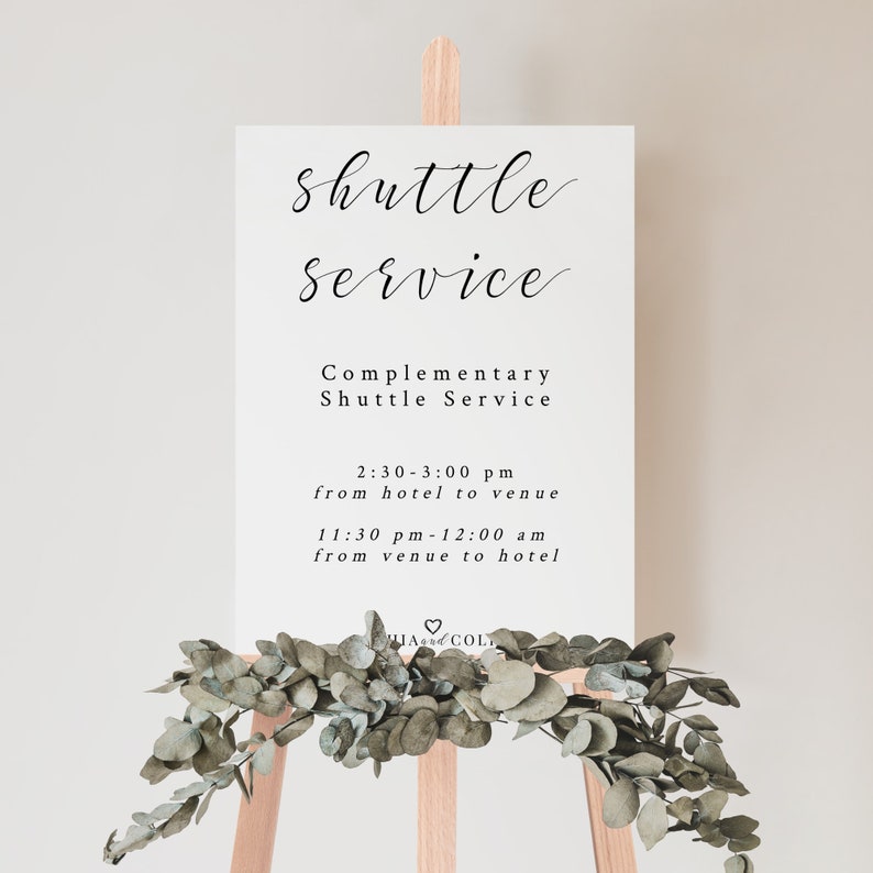 Wedding Shuttle Sign Template, Wedding Transportation Bus Poster ...
