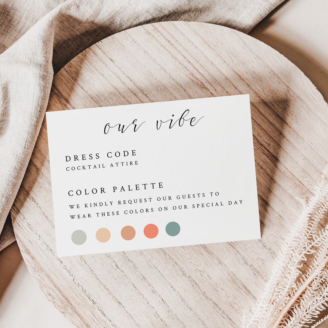 Attire Card for Wedding, Wedding Attire Card Template, Wedding Guest ...