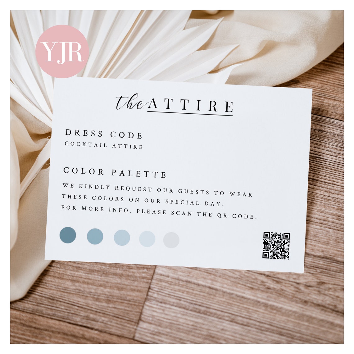 Attire Card for Wedding, Wedding Attire Card Template, Wedding Guest ...
