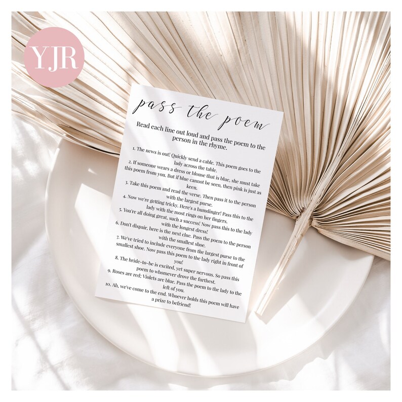 Pass the Poem Bridal Shower Game Bridal Poem Game Wedding - Etsy