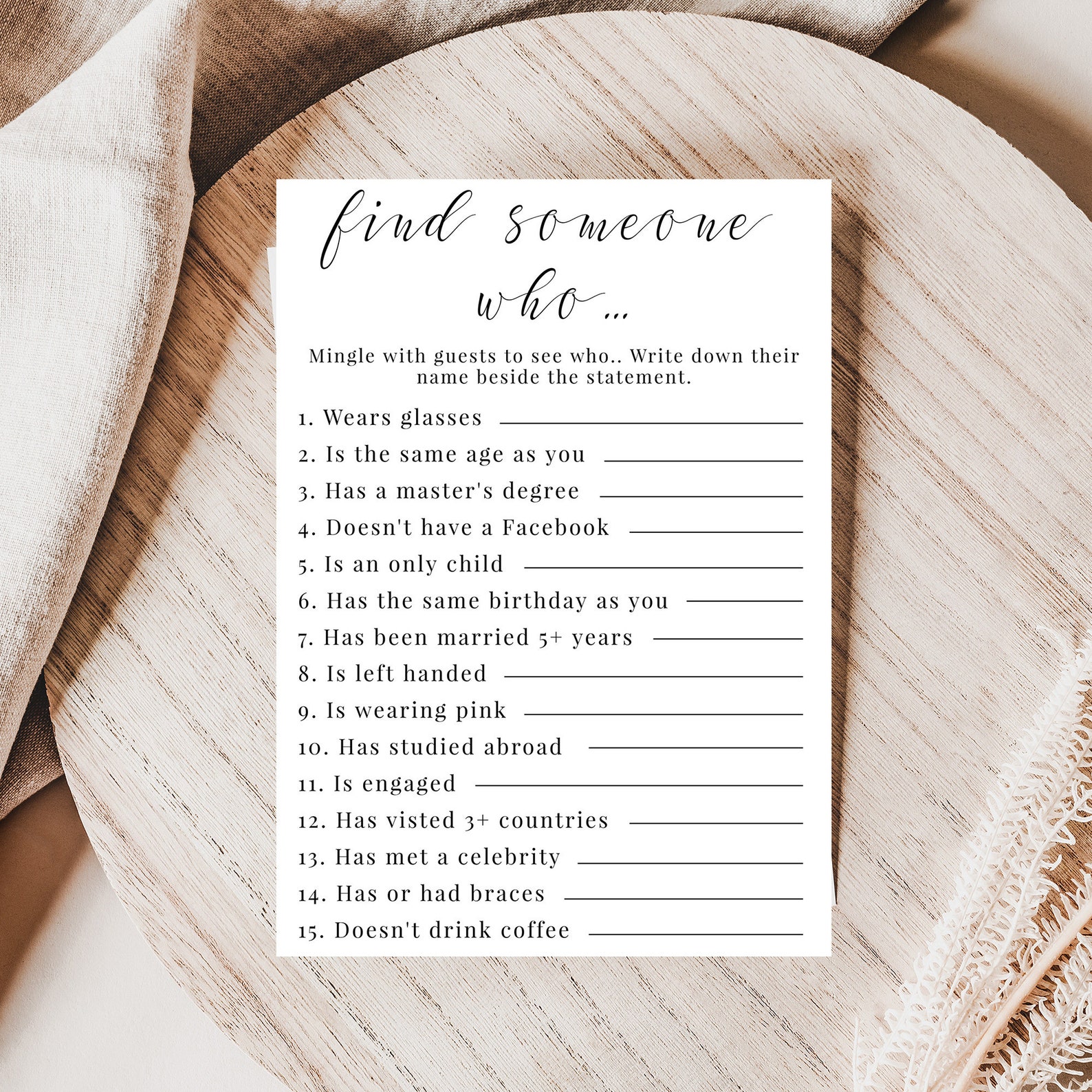 Find Someone Who Bridal Shower Game, Find the Guest Bridal Shower Game ...