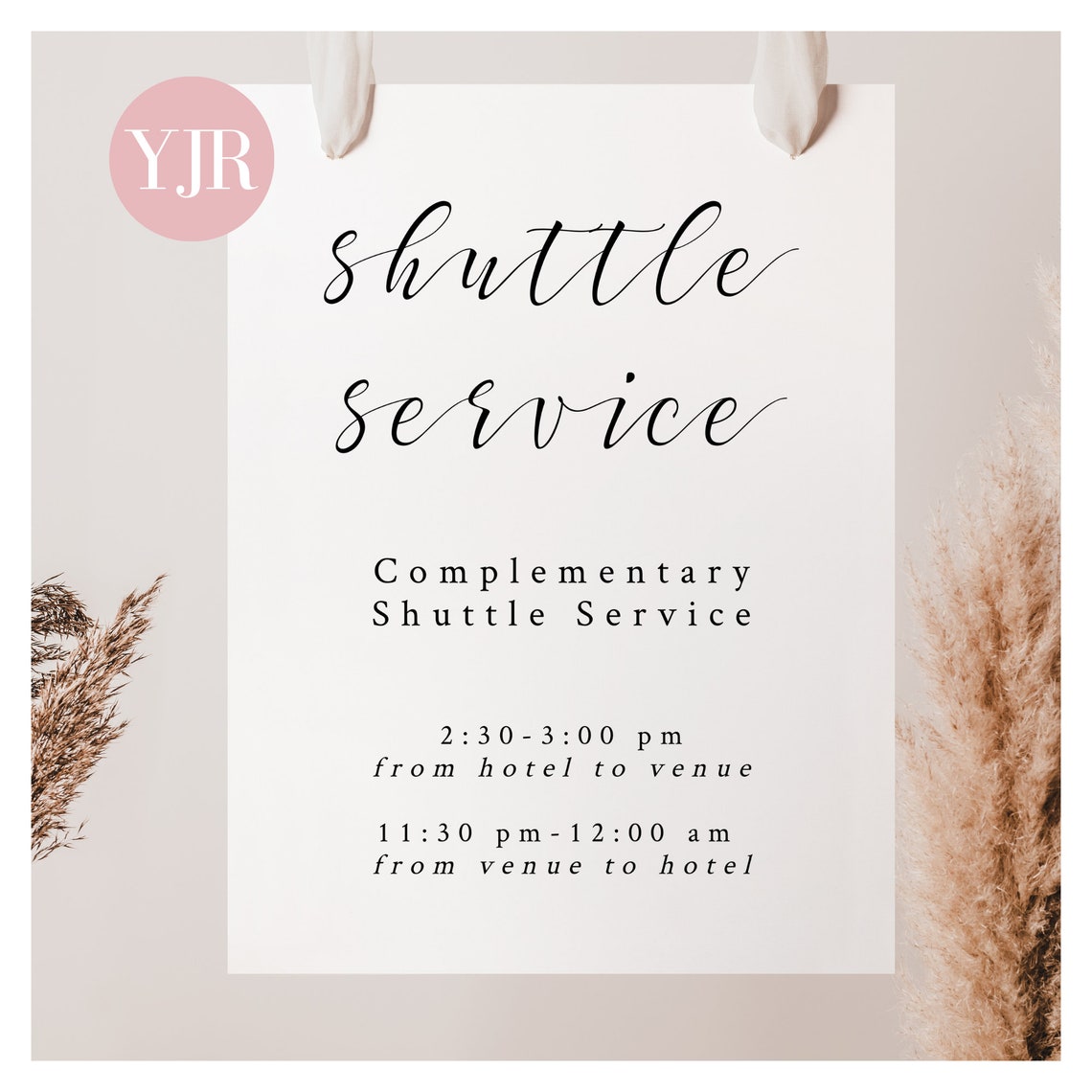 Wedding Shuttle Sign Template, Wedding Transportation Bus Poster ...