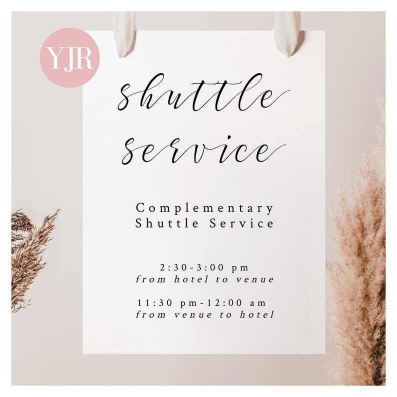 Wedding Shuttle Sign Template, Wedding Transportation Bus Poster ...