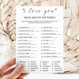 I Love You Around the World Game, I Love You Language Game, Minimalist ...