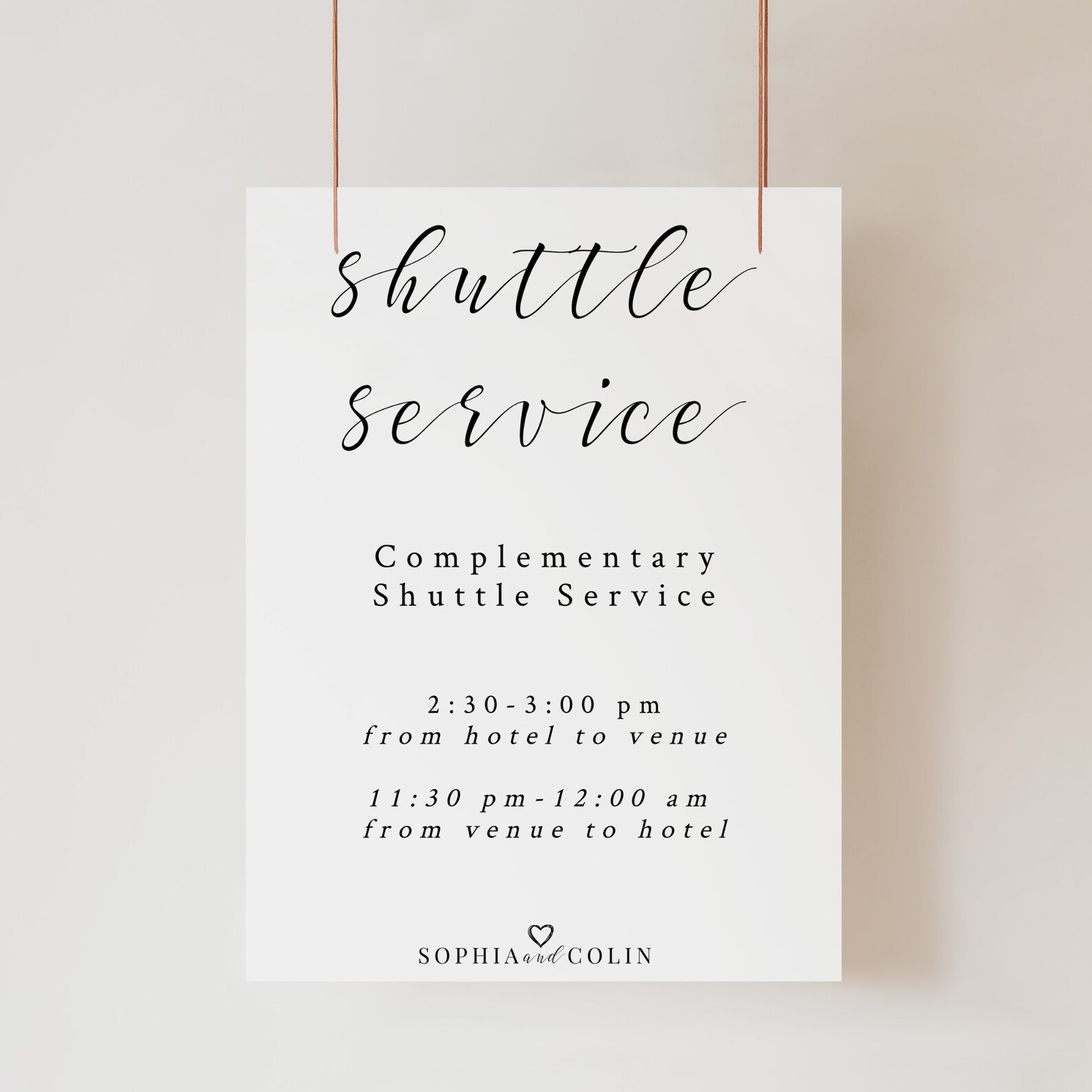 Wedding Shuttle Sign Template, Wedding Transportation Bus Poster ...