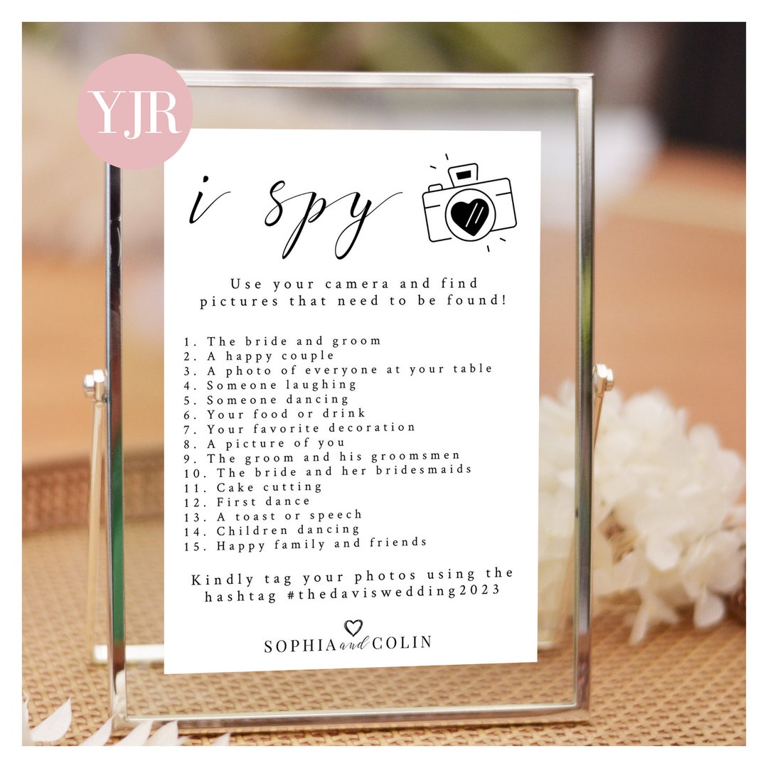 I Spy Wedding Sign, I Spy Wedding Game, Wedding Photo Hunt Game ...