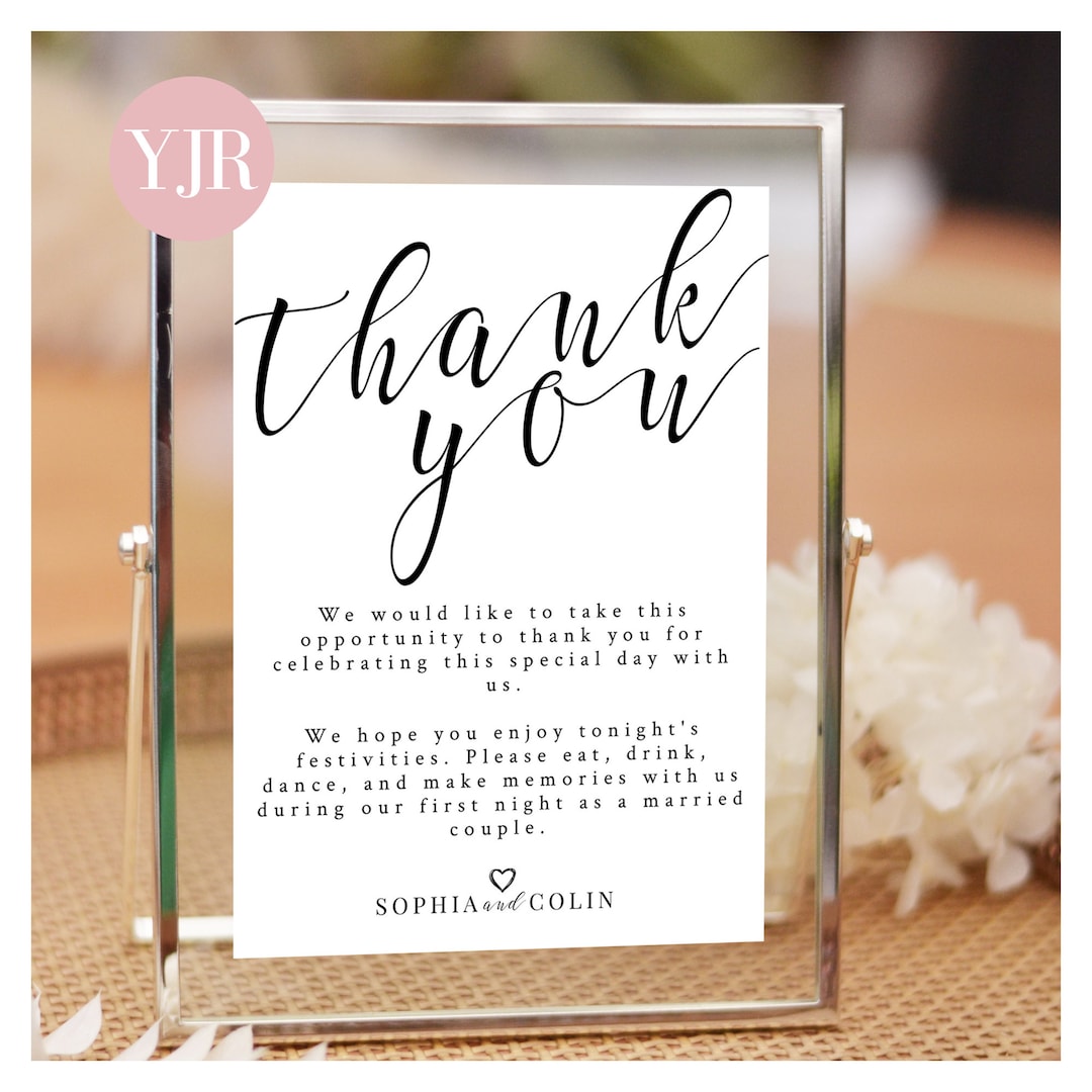 Thank You for Coming to Our Wedding, Minimalist Wedding Table Thank You ...