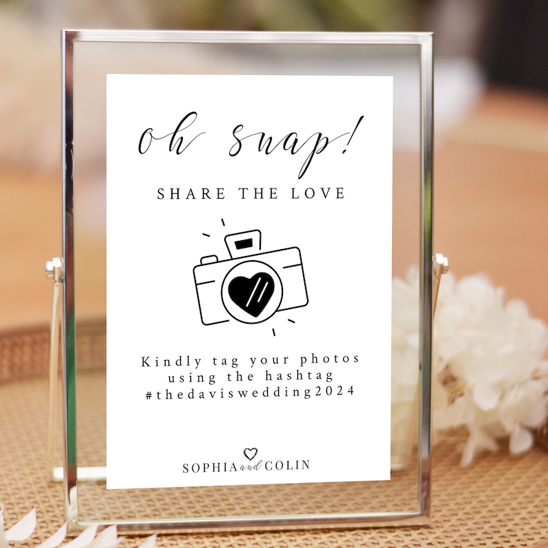 Take A Photo Wedding Sign, Share the Love Sign, Oh Snap Wedding Sign ...