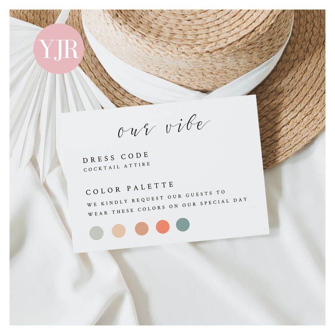Attire Card for Wedding, Wedding Attire Card Template, Wedding Guest ...