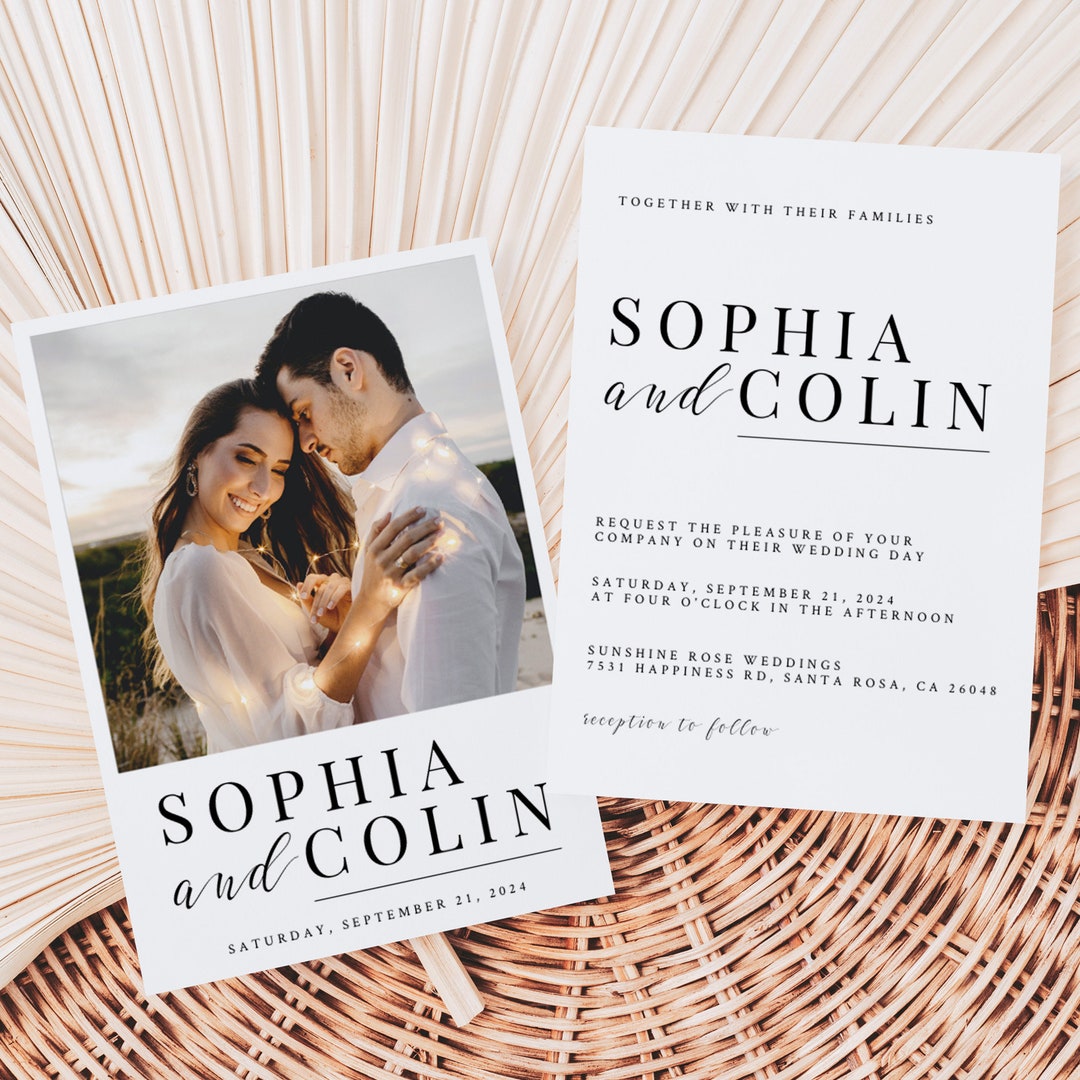 Modern Wedding Invite, Elegant Wedding Invitation Printable, Simple ...