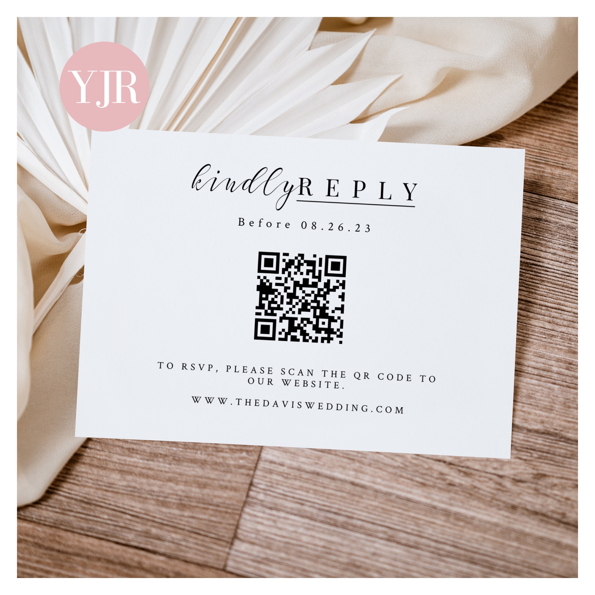 Rsvp With QR Code Download, Minimalist Rsvp Card Template Qr Code ...