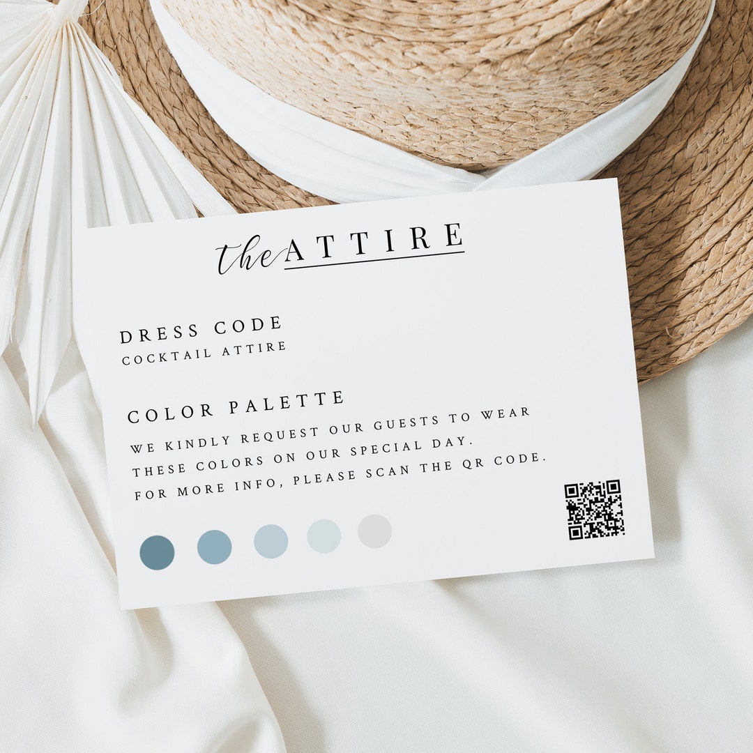 Attire Card for Wedding, Wedding Attire Card Template, Wedding Guest ...