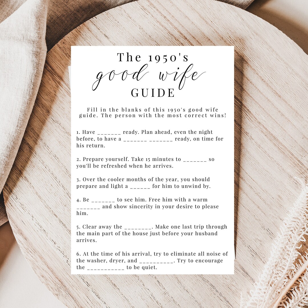 1950s Good Wife Guide 1950s Housewife Bridal Shower Game Printables