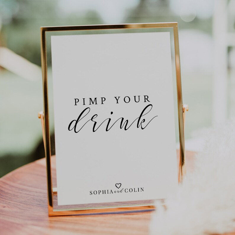 Pimp Your Drink Wedding Sign, Wedding Cocktails Sign, Wedding Drink ...