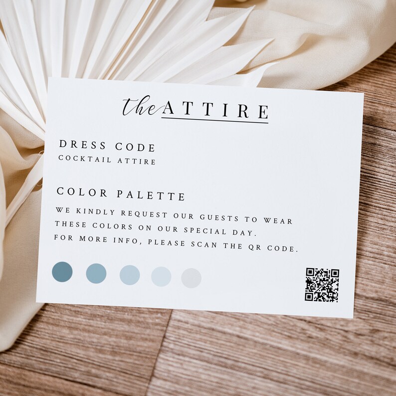 Attire Card for Wedding, Wedding Attire Card Template, Wedding Guest ...