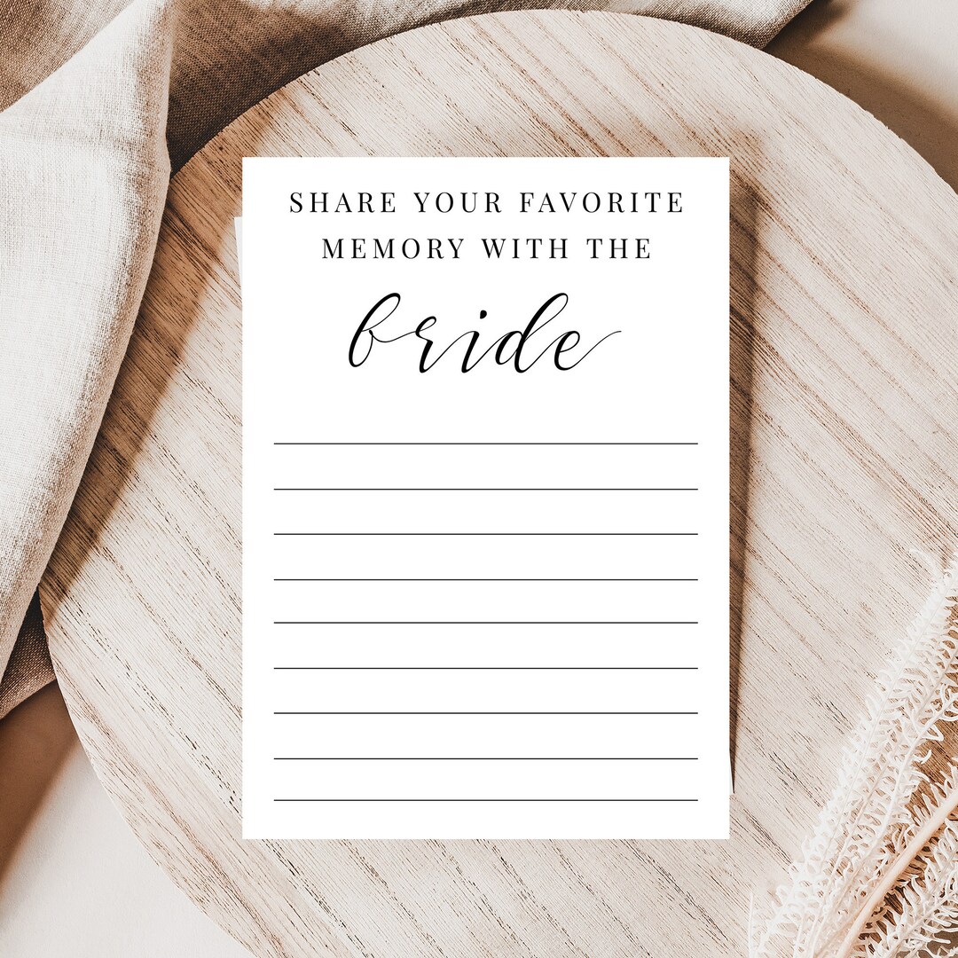 Favorite Memory of the Bride, Bride-to-be Printable Memory Game ...