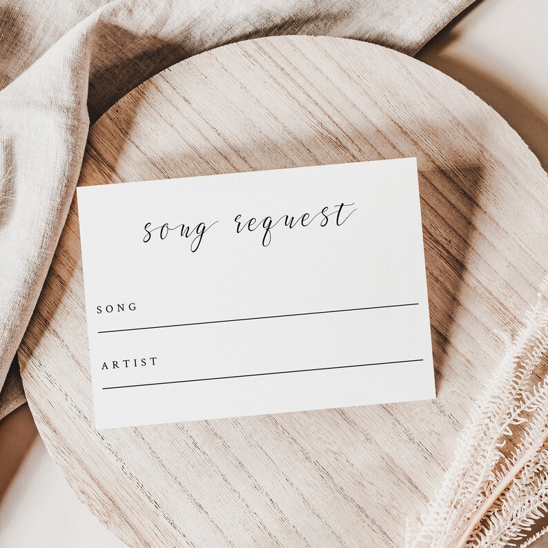 Song Request Cards, Wedding Song Request, Request A Song Card, Song ...