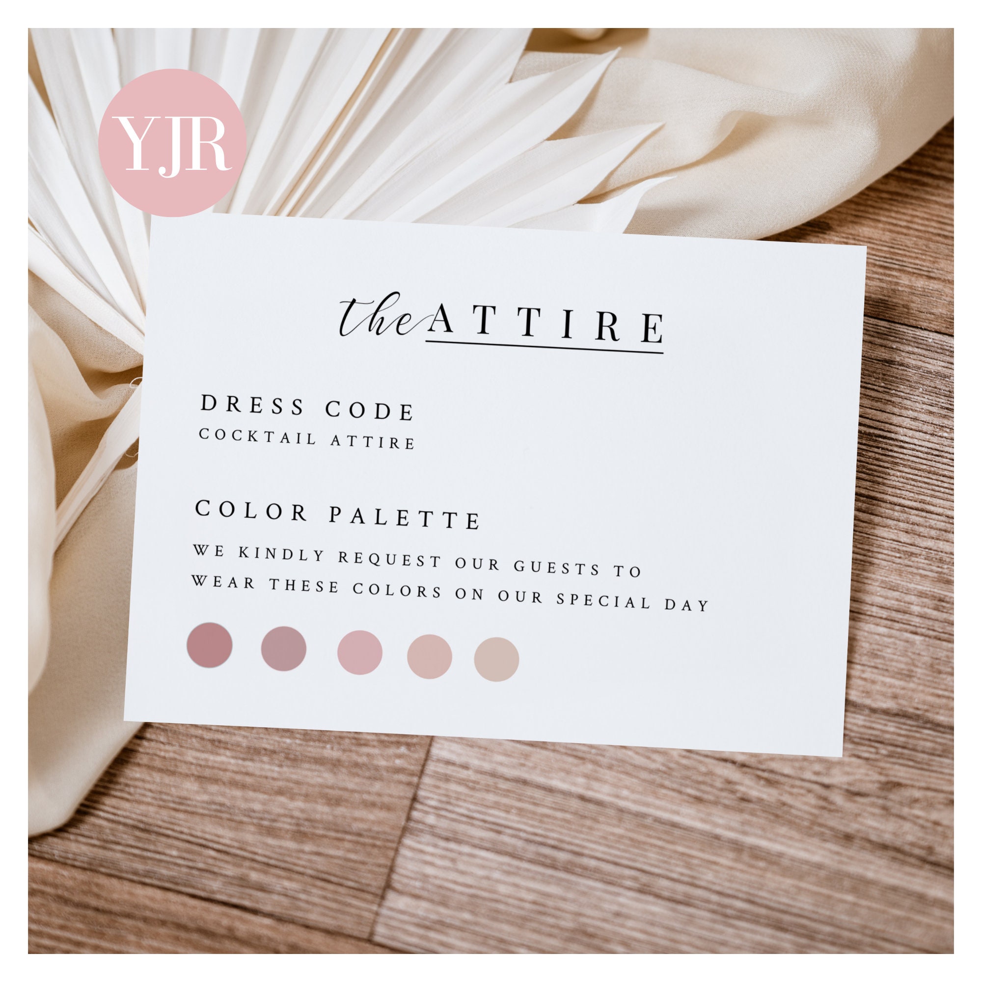 Wedding Attire Card Template Wedding Guest Dress Code Card - Etsy