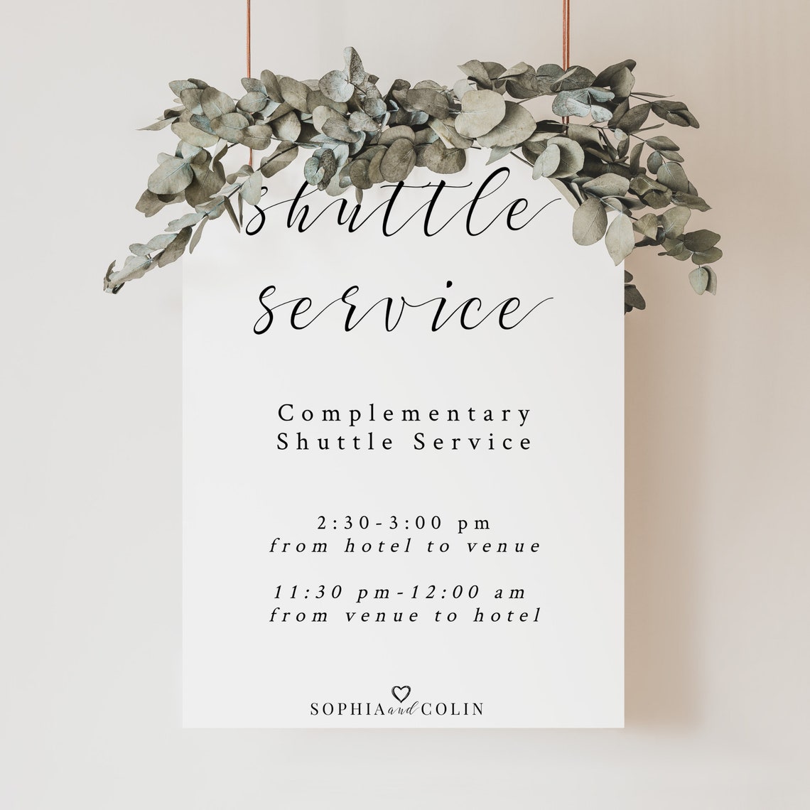Wedding Shuttle Sign Template, Wedding Transportation Bus Poster ...